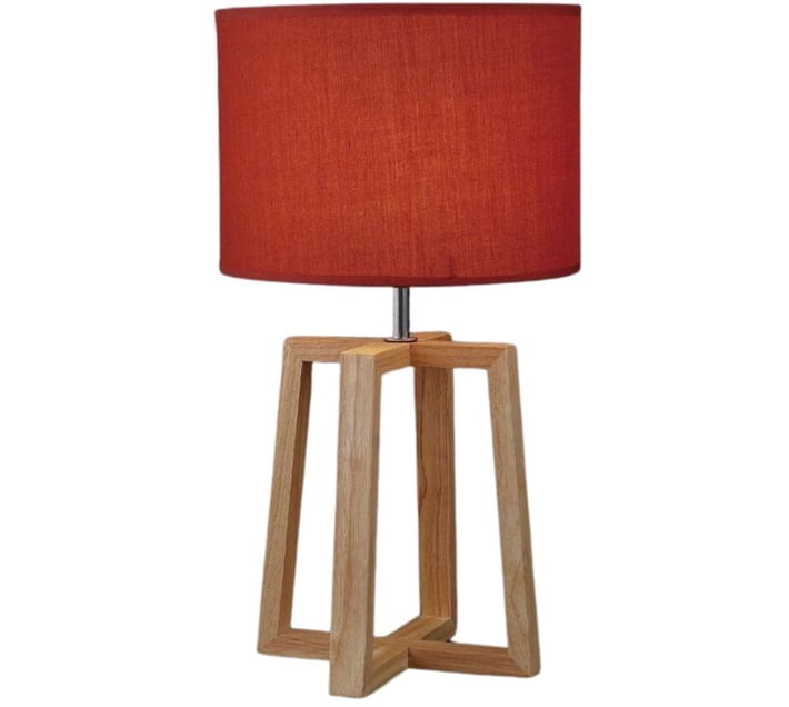 Danny Home Red Wooden Table Lamp 25x25x44.5CM Bedside Table Lamp | Makro