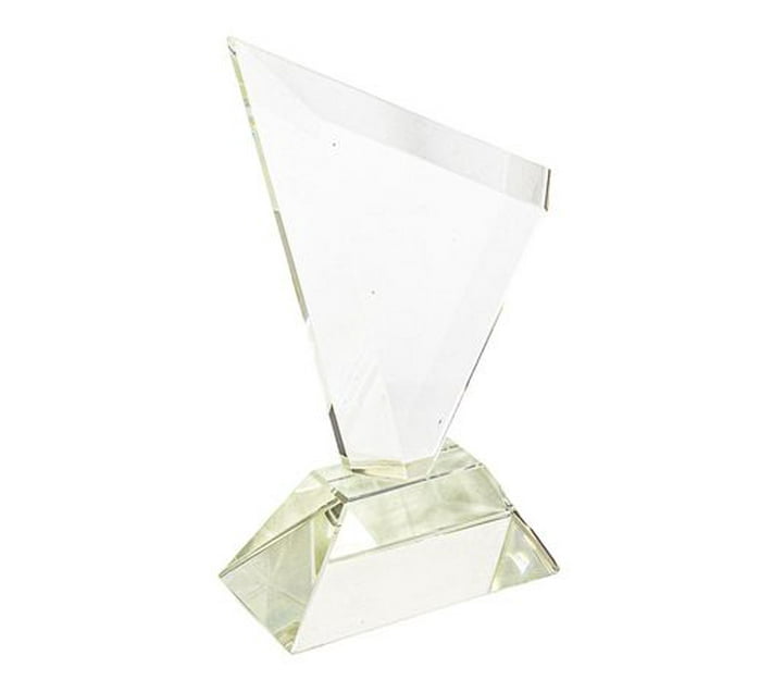 Someone’s in a Makro Angled Clear Glass Finish Award Trophy on Base in ...