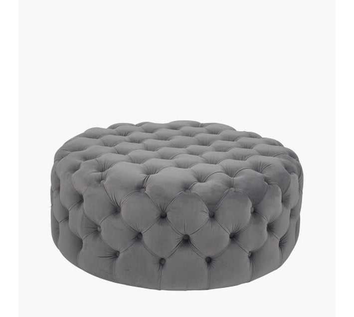 Comfy Home Furnitures Round Non-Storage Ottoman Foam Standard Ottoman ...