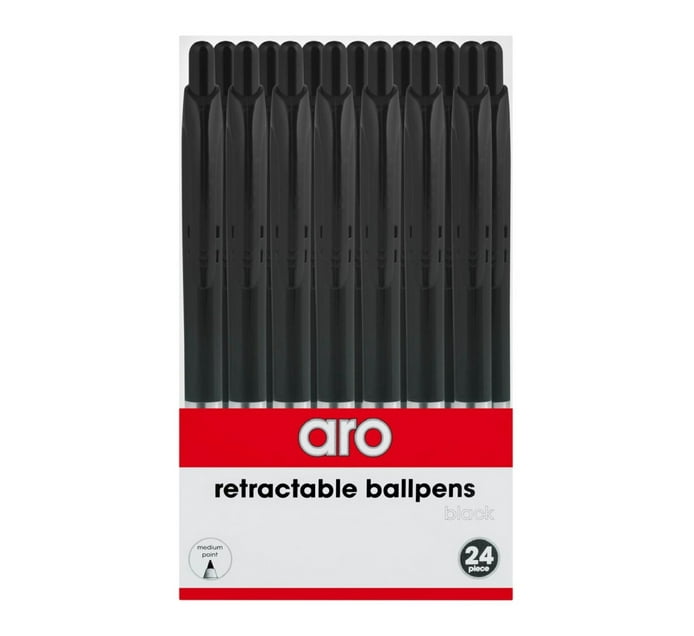 Buy Aro Retractable Ballpoint Pen Black Medium Point 24 Pack in Bulk ...