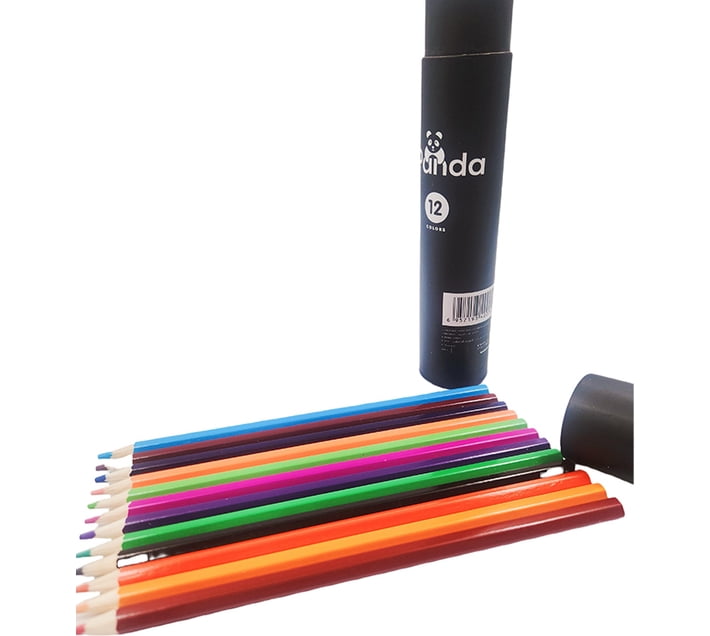 Panda 12 Color Long Triangular, Round Shaped Colour Pencil (Set of 12 ...