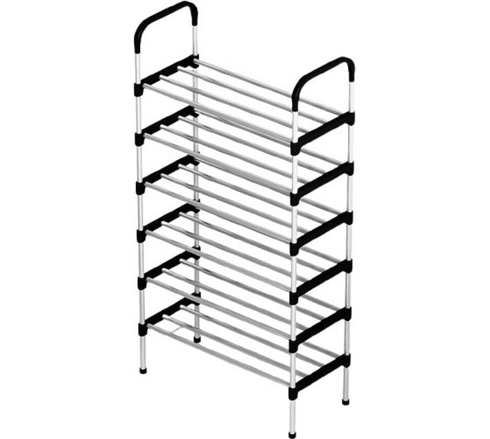 Generic Plastic, Metal Shoe Rack (Black, 6 Shelves) | Makro