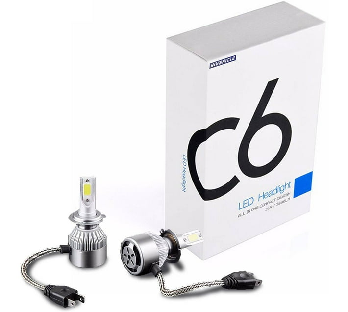 KING LED C6-H7 6000K Headlight Automotive LED for All (12 V, 36 W) (All, Pack of 2) | Makro