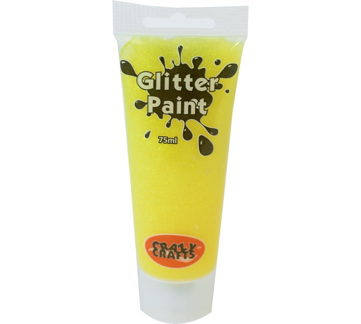 CRAZY CRAFTS Acrylic Glitter paint Neon Yellow 75ml (Set of 1, Neon ...
