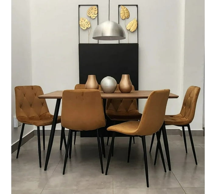 Designer Concepts Fabric Dining Chair (Set of 6, Finish Colour - Brown ...
