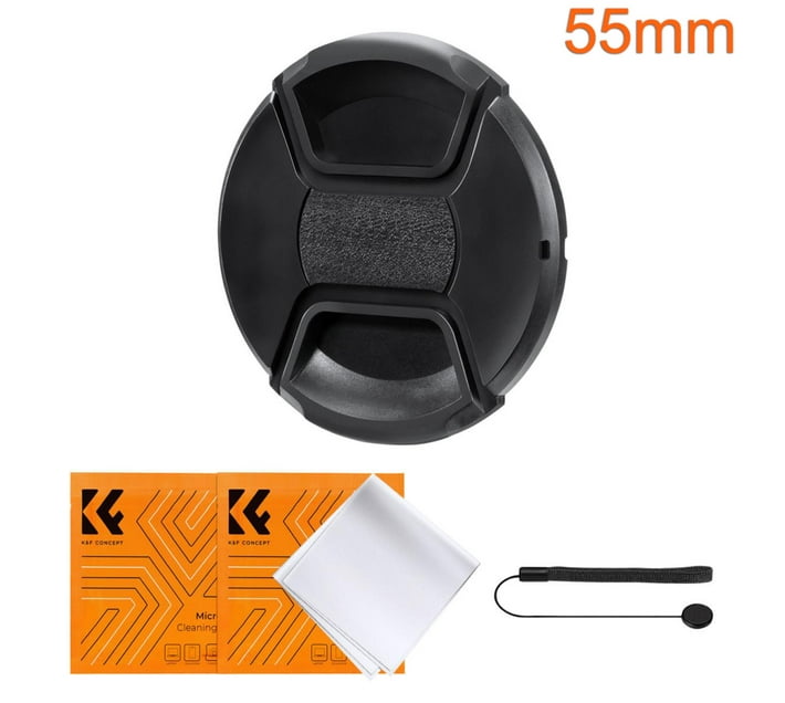 Someone’s in a Makro K&F 55mm Lens Cap Kit with 2x Lens Cloths and ...