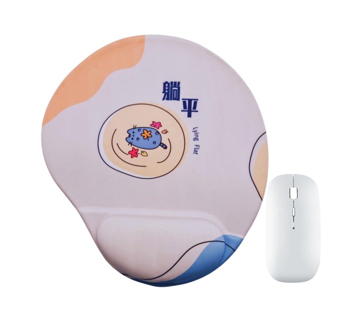 LD Ergonomic Lying Flat Cat Mouse pad and Wireless Mouse | Makro