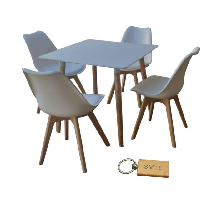 Square Table with 4 Padded Chairs - White +Smte Keyring | Makro