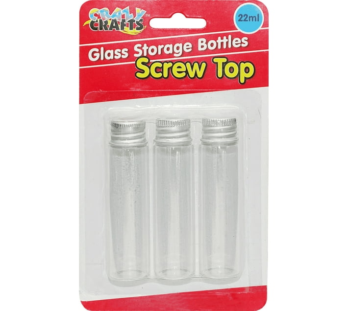 Crazy Crafts Glass Storage Bottles Screw Top 22ml -3 pcs Do-it-yourself ...
