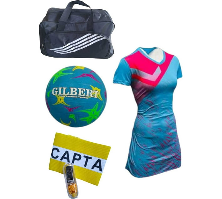 Tradesia Netball / Hockey Sublimated 10 sets with Gilbert Ball, Kitbag ...