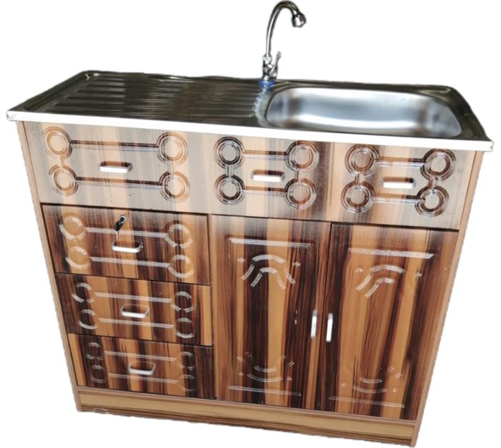 Homie SE012 Solid Wood Kitchen Cabinet (Finish Colour - Black::Brown ...