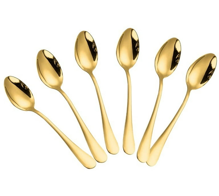GENERIC Gold Plated Tableware Dessert Spoons Steel Dessert Spoon Set ...