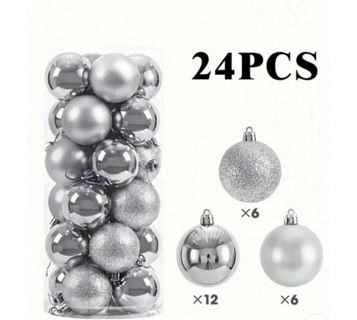 Light 24 Balls Christmas tree Decoration for Indoor Use (Pack of 24 ...