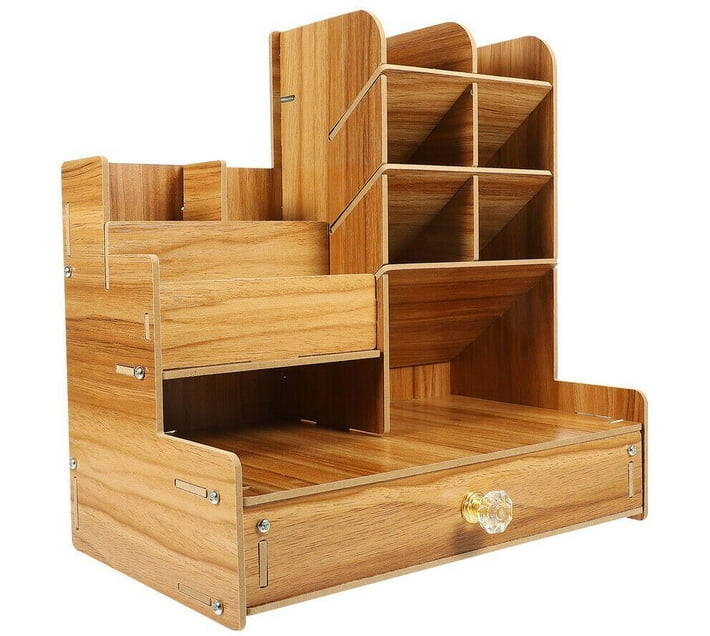 Buy TGT- 10 Compartments Wood Wooden Desk Organizer Multifunctional ...