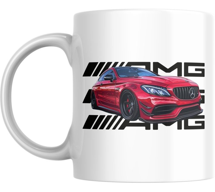 Mr & Mrs Print Mercedes AMG Red C63 Ceramic Coffee Mug (350 ml) | Makro