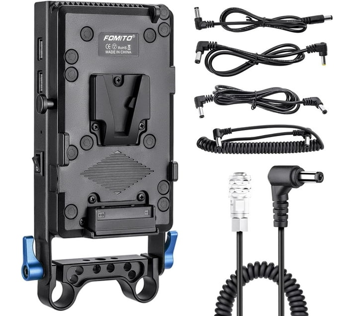 P Concepts V-Mount Lock Battery Plate Power Adapter with 15Mm Rod Clamp ...
