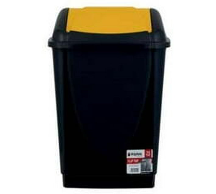 Flip Top Dustbin 25L FTD36467 Plastic Dustbin (Black, Yellow) | Makro