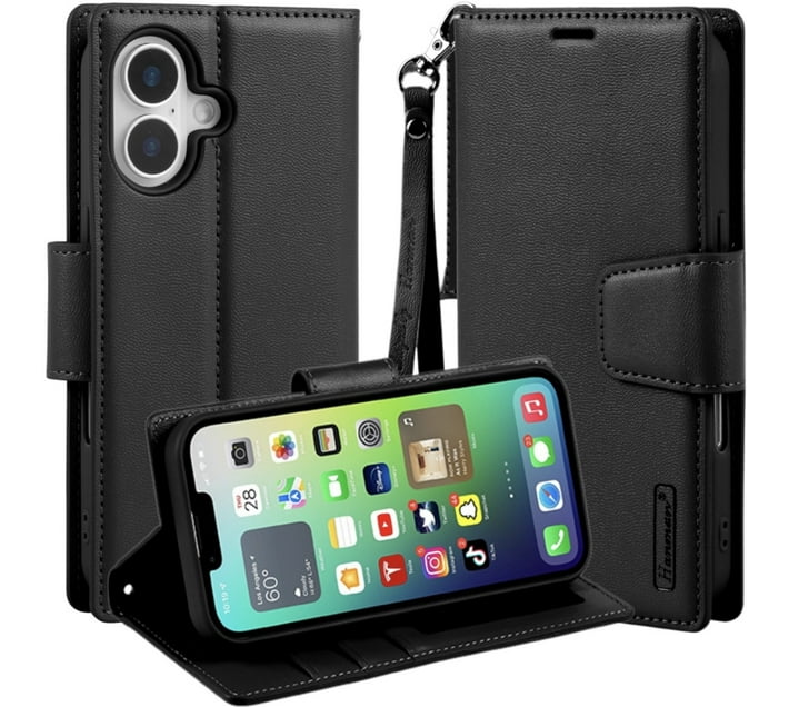 Hanman Classic Flip Leather Wallet Cover Flip Cover for Apple iPhone 16 ...