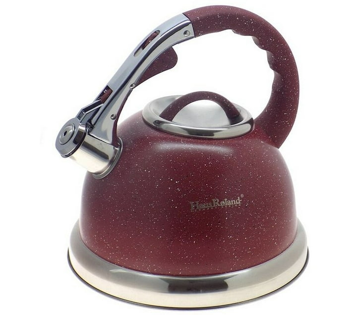 Haus Roland 3.5 litre Whistling Stove Top Kettle Marble Design - Red ...
