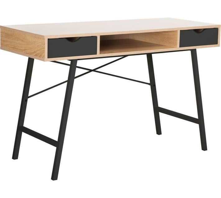 Regal Office Desk: Rain Series - Oak & Black Engineered Wood Study ...