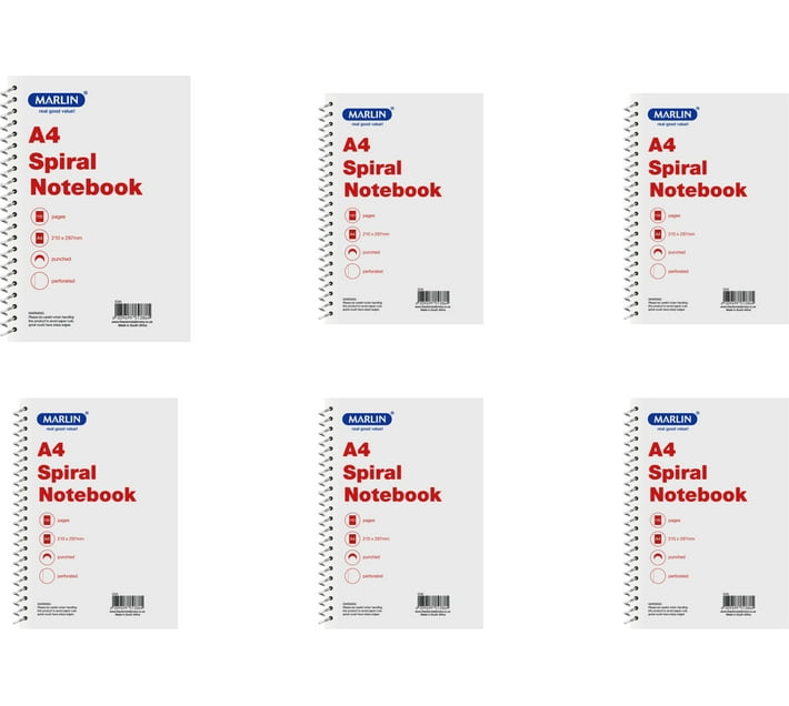 Buy Marlin Side Spiral Note Book 100 Pages Punched & Perforated A4 Note ...