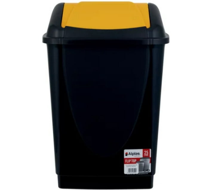 Buy Alplas Alplas_Rectangular Flip Top 25L Plastic Dustbin (Black ...