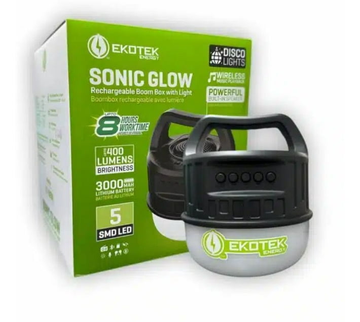 EkoTek Sonic Glow Rechargeable LED Light With Built In Speaker LED ...
