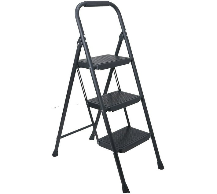 LMA 3 Step Narrow Platform Heavy-Duty Steel Folding Ladder - 150kg ...
