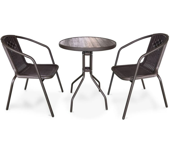 Anchor Bistro Outdoor Patio Table Rattan Arm Rest Chair Set Rust ...