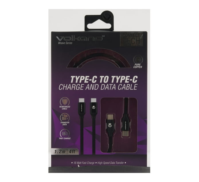 Volkano 1.2m Weave Series Type-C to Type-C Cable Black VK-20167-BK | Makro
