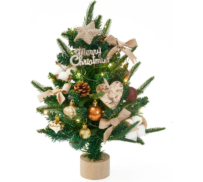 Buy chenshia Mini Desktop Christmas Tree, Lights & Decorations set ...