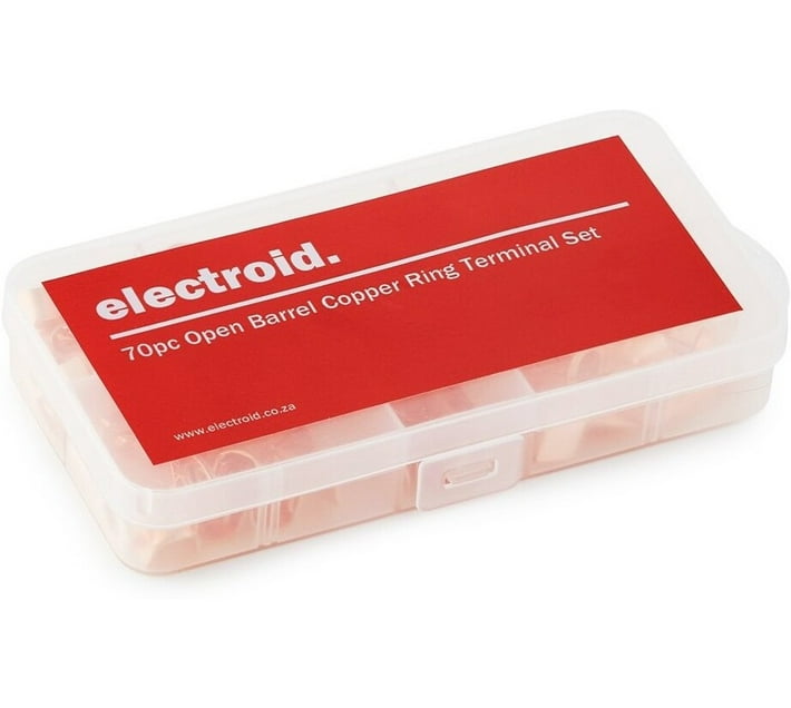 Electroid 70pc Open Barrel Copper Ring Terminal Set Terminal Block Wire ...