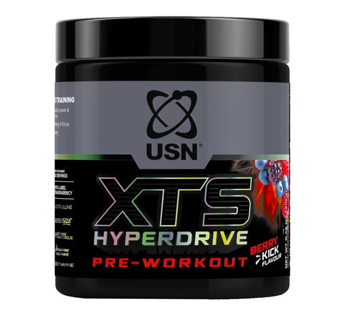 Buy USN XTS Hyperdrive Pre-Workout Berry Kick 210g in Bulk | Makro Business