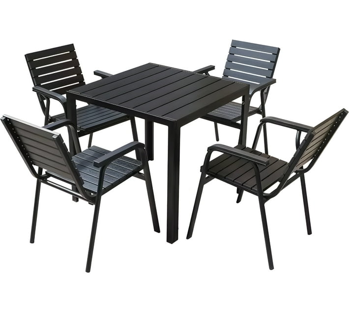 Generic Plastic Dining Chair (Set of 4, Finish Colour - Black) | Makro