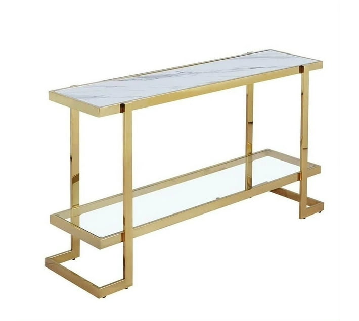 AM FURN Marble top Gold Console Table Glass Console Table (Finish ...