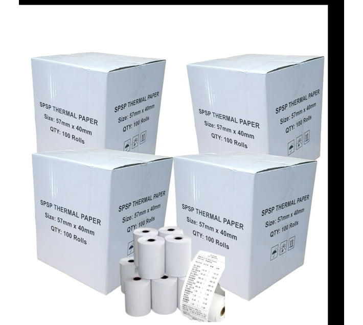 SpSp (Pack of 100 ) 57mm x 40mm Thermal Cash Register Paper Pos Till ...