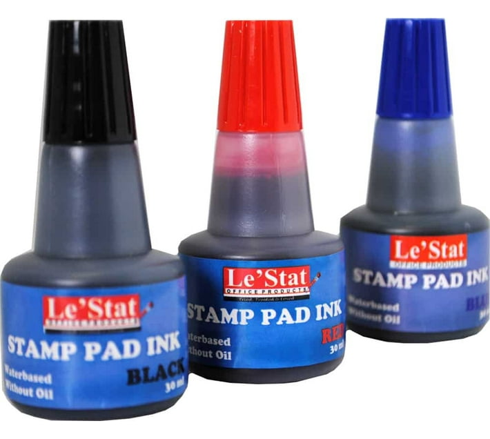 Le Stat Water-based Stamp Pad Ink (Black, Red, Blue, 30 ml) | Makro