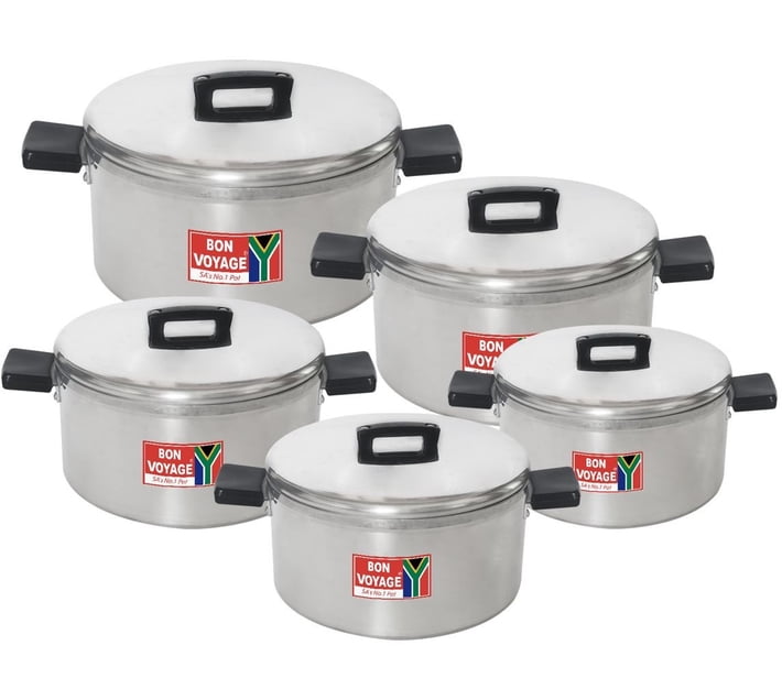 Bon Voyage 10 Piece Pots Set Cookware Aluminium Stew Pan Stainless ...