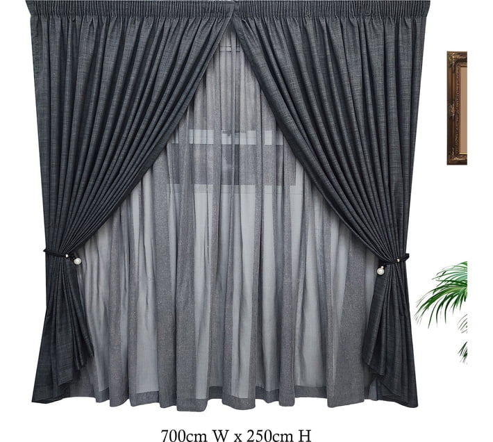 Matoc Designs 250 cm (8 ft) Blends Room Darkening Window Curtain (Plain ...