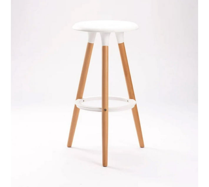 VIVIDITTO Solid Wood Bar Stool (Finish Colour - White, Knock Down) | Makro