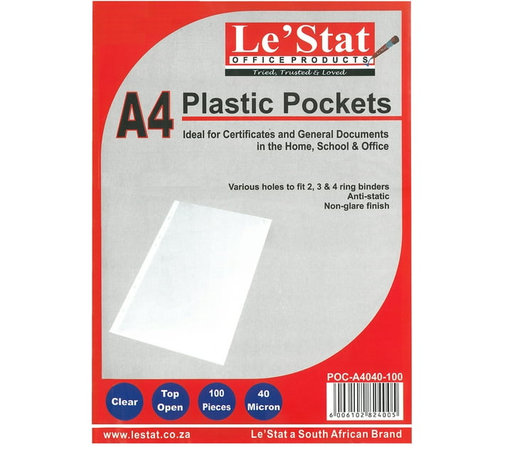 Lestat PVC Pocket (Set of 100, White) | Makro