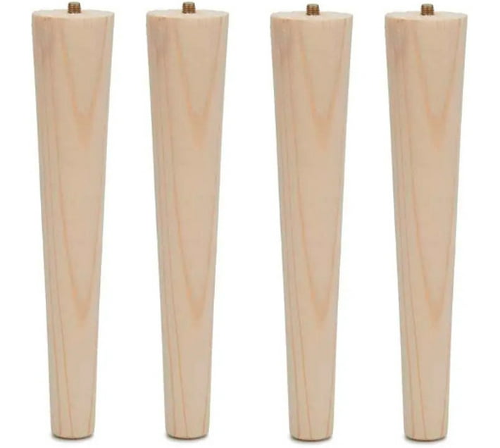 WOODLY Cone Leg with M8 Bolt, H250mm x 45mm x 25mm, Raw Pine set of 4 ...