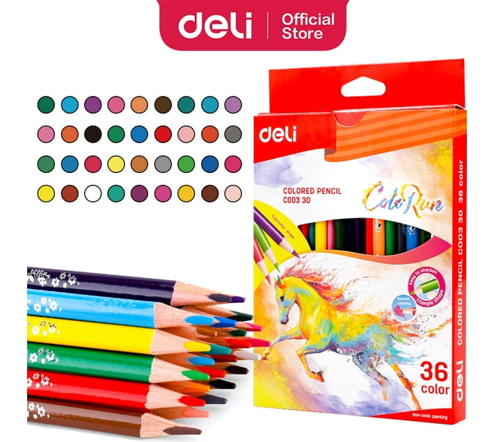 DELI Stationery 36 Colors Full Length Triangular Art triangle Shaped ...