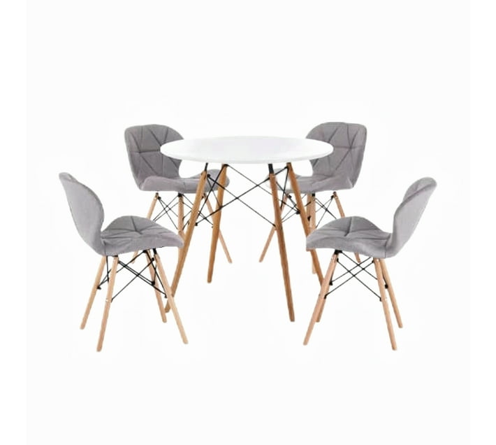 Homie Fabric Dining Chair (Set of 4, Finish Colour - Grey::White) | Makro