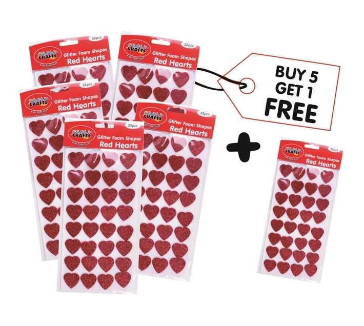 Someone’s in a Makro Stickers - Glitter Foam Shapes - Red Hearts (Buy 5 ...