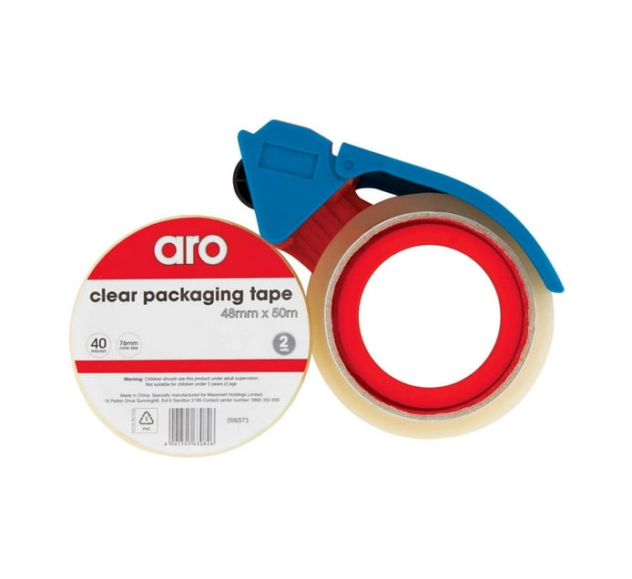ARO Clear Packaging Tape 2-Pack plus Tape Dispenser | Makro