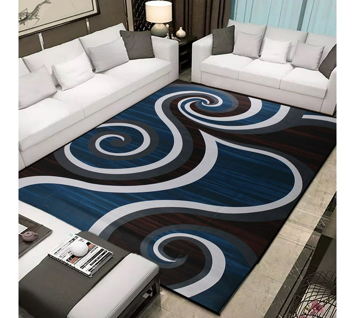 SMTE Black blue Polyester Area Rug (150 cm, X 200 cm, Rectangle) | Makro