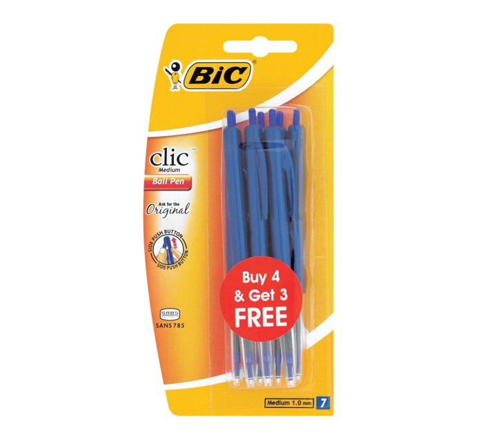 BIC Clic Medium Ball Pen (7 Pack) | Makro