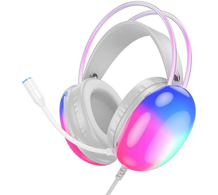 Hoco W109 7.1 Surround Sound RGB Gaming Headphone - White Wired Headset ...