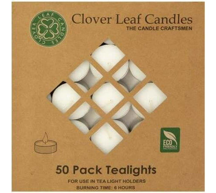 Clover Leaf Candles Tealight Candles - 6 Hour (Black, Pack of 50) | Makro